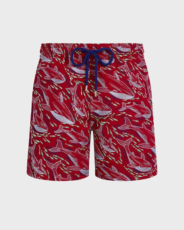 Vilebrequin Embroidered Whales Swim Trunks - Red