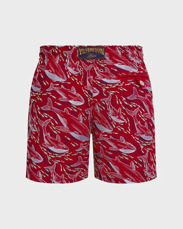 Vilebrequin Embroidered Whales Swim Trunks - Red