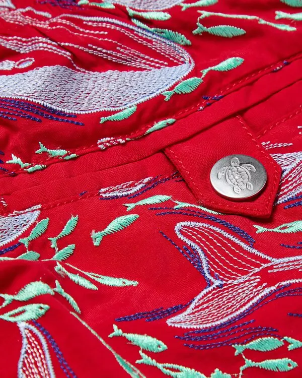 Vilebrequin Embroidered Whales Swim Trunks - Red