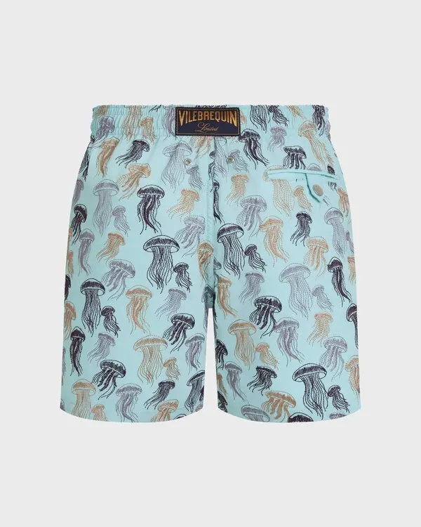 Vilebrequin Limited Edition Jellyfish Dance Embroidered Swim Trunks - Blue