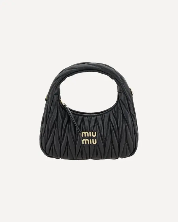 Miu Miu Quilted Leather Hobo Bag - Black