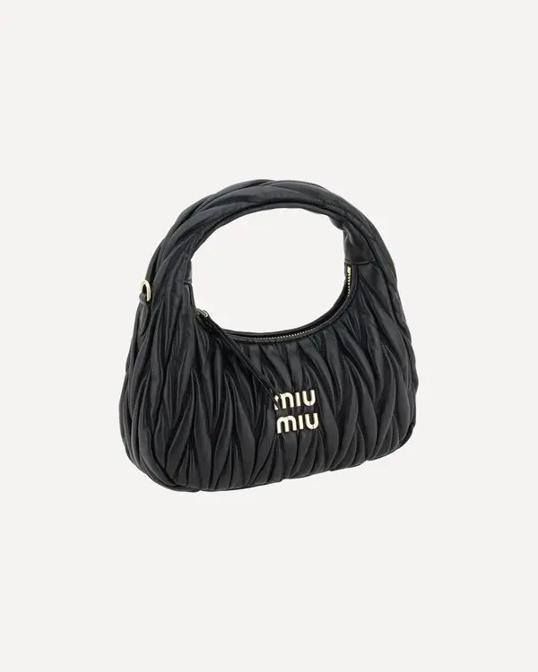 Miu Miu Quilted Leather Hobo Bag - Black