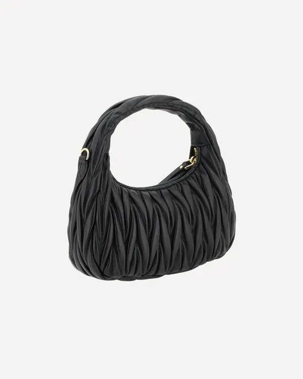 Miu Miu Quilted Leather Hobo Bag - Black