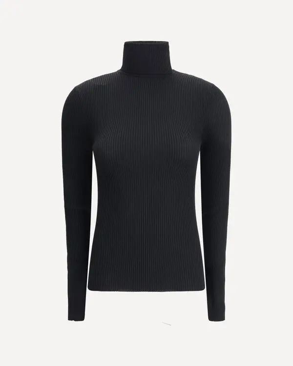 Wolford Long-sleeve Ribbed Wool Turtleneck Sweater - Black