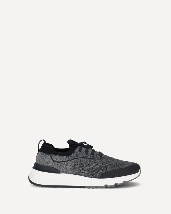 Brunello Cucinelli Techno Cotton Knit Lace-up Sneakers - Grey