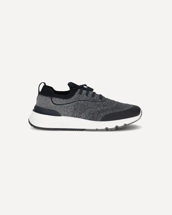 Brunello Cucinelli Techno Cotton Knit Lace-up Sneakers - Grey