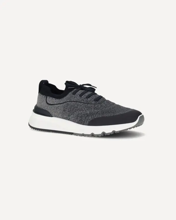 Brunello Cucinelli Techno Cotton Knit Lace-up Sneakers - Grey