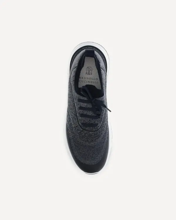 Brunello Cucinelli Techno Cotton Knit Lace-up Sneakers - Grey