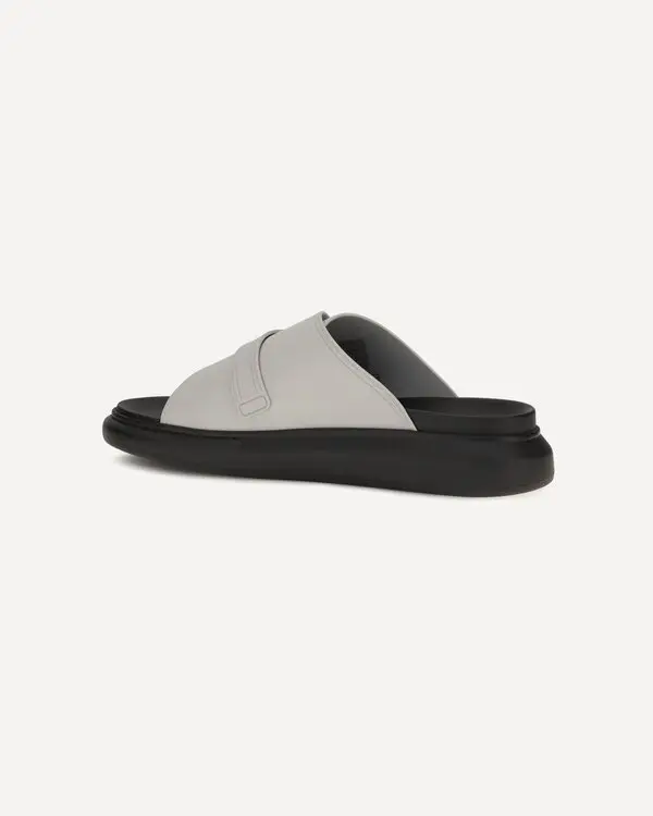 Alexander McQueen Leather Buckle Slide Sandals - Grey