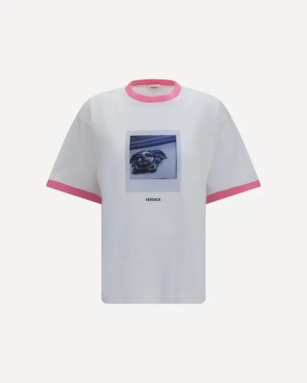 Versace Cotton Jersey T-shirt With Medusa Polaroid Print - White