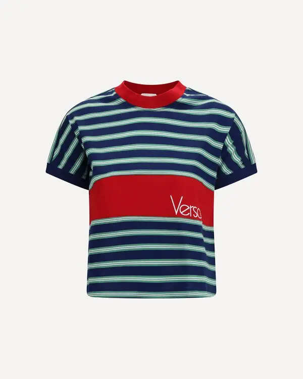 Versace Striped Cotton T-shirt - Multicolour