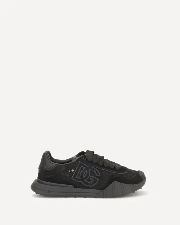 Dolce & Gabbana Leather And Lace Sneakers - Black