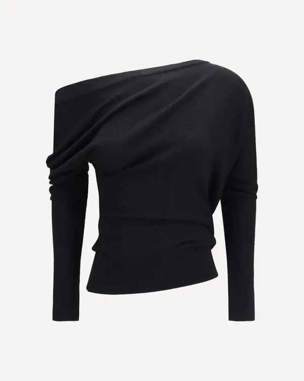 TOM FORD Asymmetrical Draped Sweater - Black