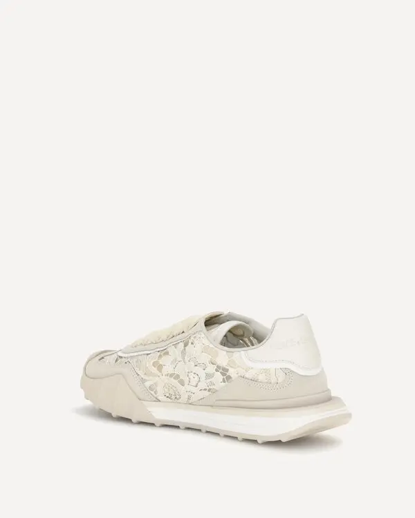 Dolce & Gabbana Leather And Lace Sneakers