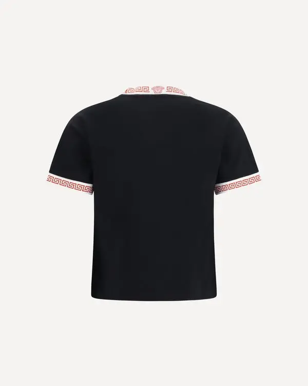 Versace Greca Trimmed Cropped T-shirt - Black