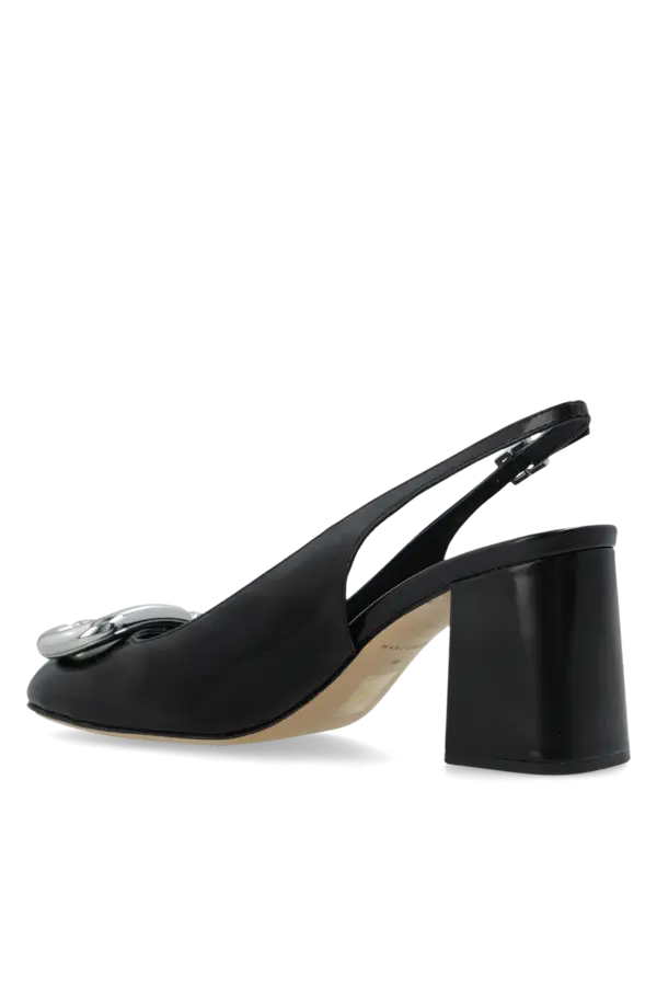 Marc Jacobs Full-grain Leather Slingback Pumps With Silver Embellishment