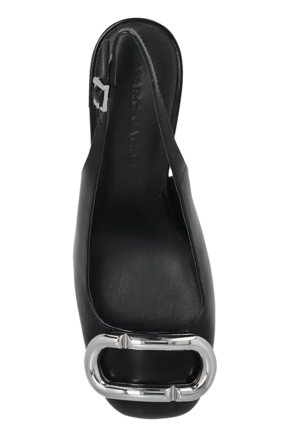 Marc Jacobs Full-grain Leather Slingback Pumps With Silver Embellishment