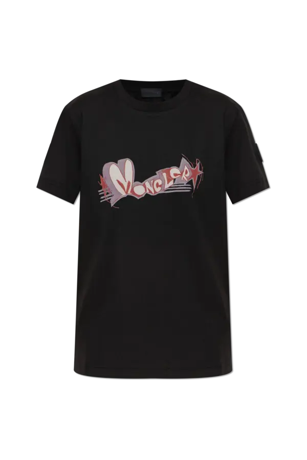Moncler T-shirt With Printed Logo - Black