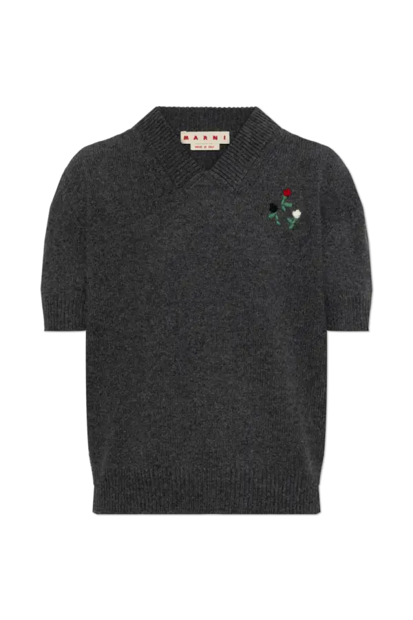 Marni Wool Sweater With Short Sleeves - Grey