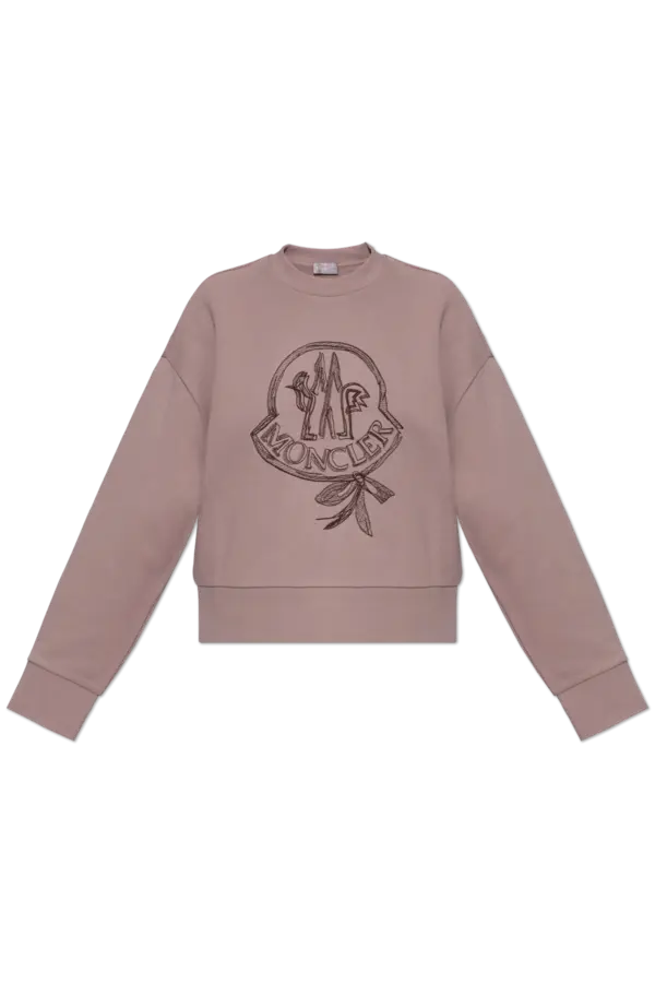 Moncler Sweatshirt With Embroidered Logo - Pink