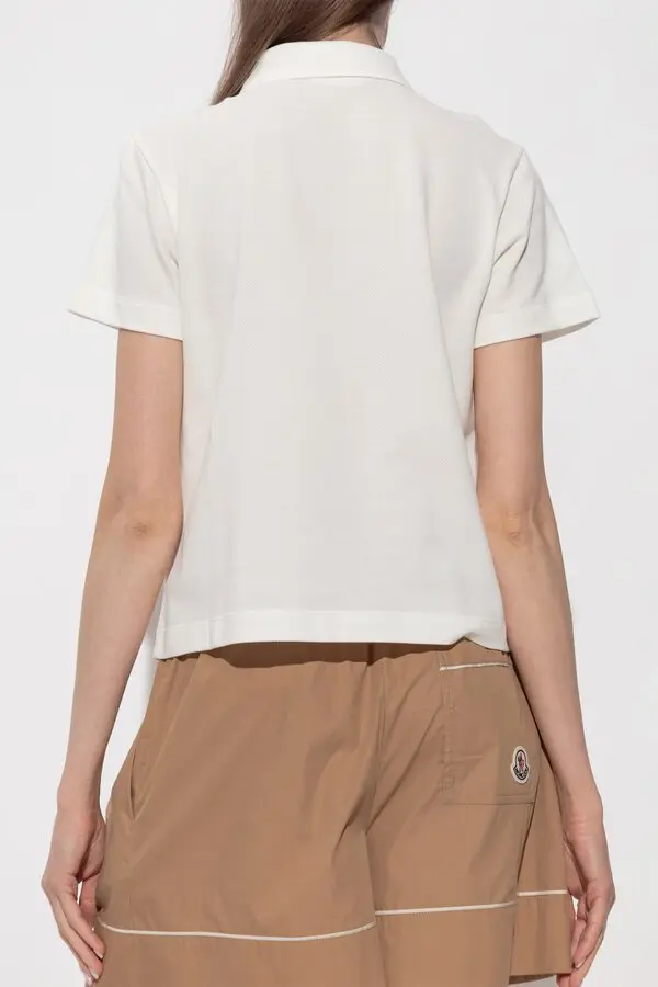 Moncler Piqué Cotton Polo Shirt With Logo Patch