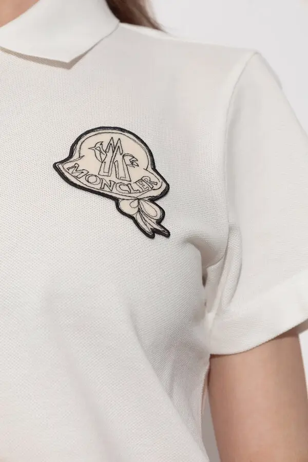 Moncler Piqué Cotton Polo Shirt With Logo Patch