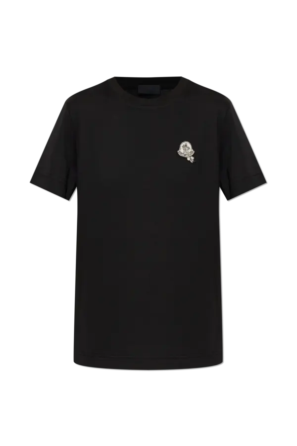 Moncler T-shirt With Logo Patch - Black