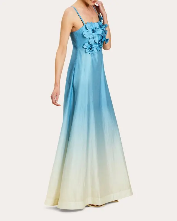 Mestiza New York Esperanza Floral Appliqué Organza Empire Gown