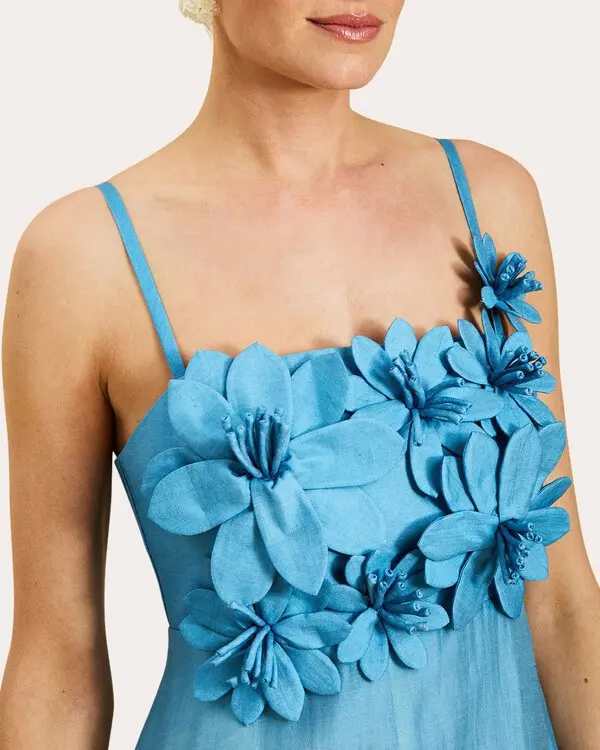 Mestiza New York Esperanza Floral Appliqué Organza Empire Gown