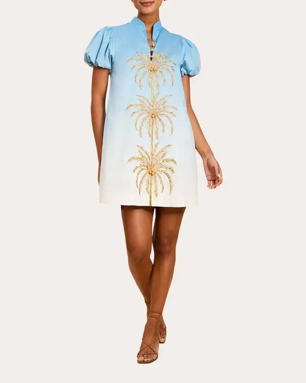 Mestiza New York Elliana Embroidered Poplin Barong Mini Dress