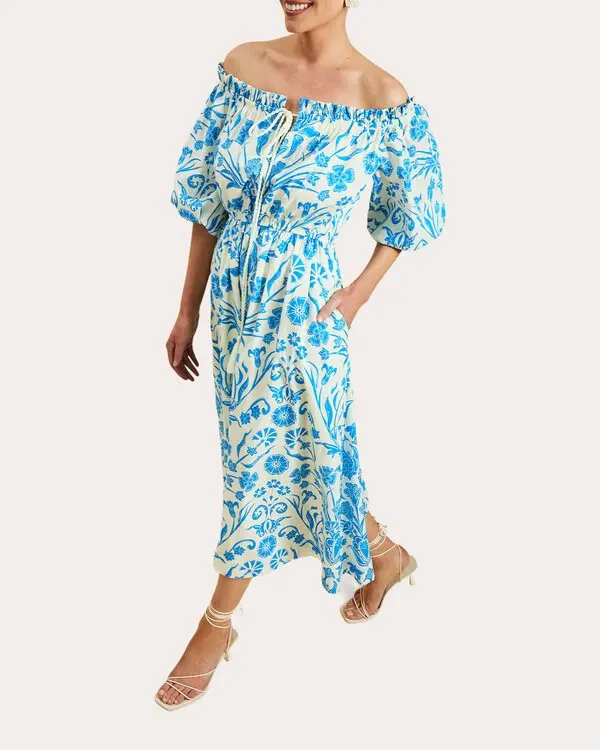Mestiza New York Off-shoulder Floral Print Midi Dress