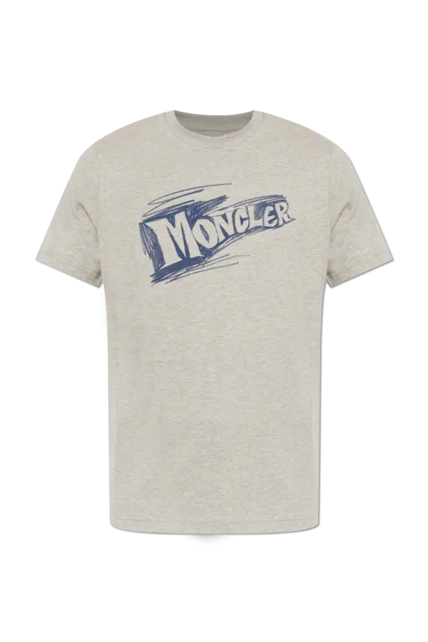 Moncler T-shirt With Printed Logo - Grey
