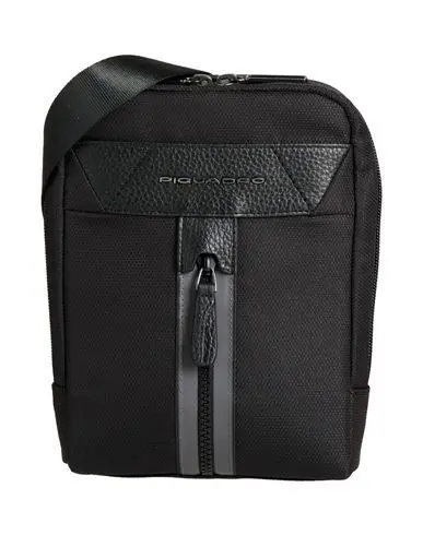 PIQUADRO Cross Body Bag In Cow Leather, Nylon, Polyester, And Metal - Black