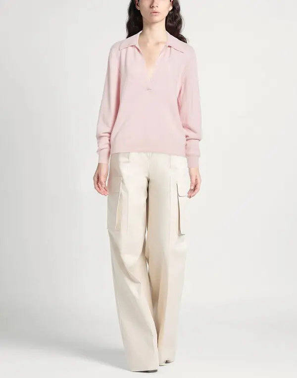 ANNAGRETA Cashmere Polo Sweater - Pink
