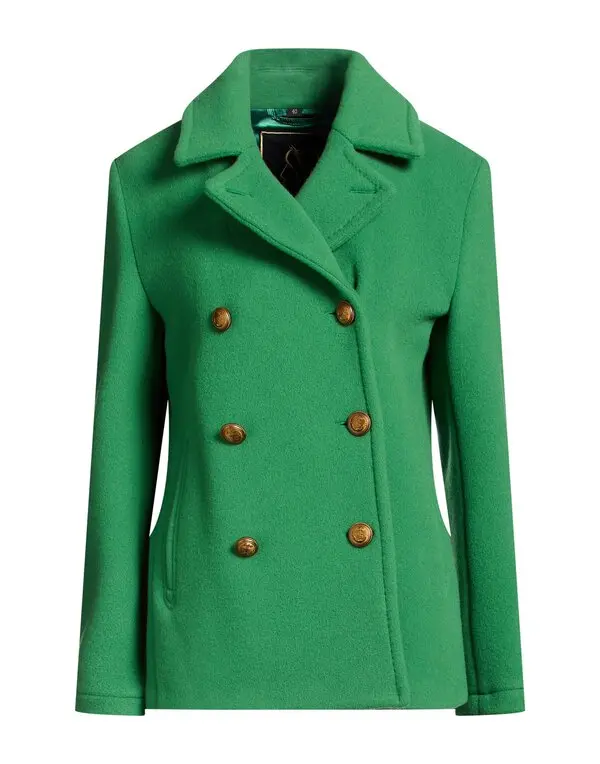 SEALUP Light Wool & Polyamide Pea Coat - Green