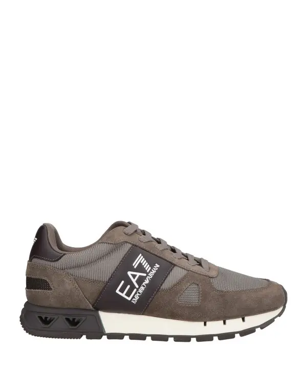 EA7 Sneakers Khaki Size Polyester, Cow Leather
