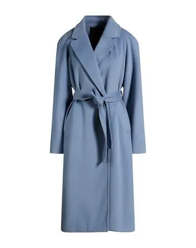 Roberto Cavalli Belted Wool Blend Coat - Blue