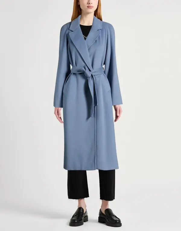 Roberto Cavalli Belted Wool Blend Coat - Blue