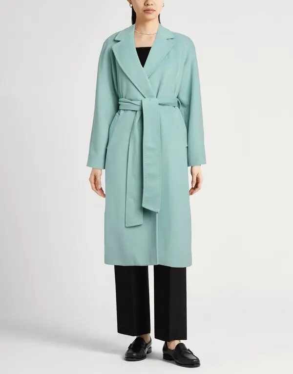 Roberto Cavalli Belted Wool Blend Coat - Blue
