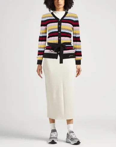GANNI Intarsia-knit Belted Cardigan - Grey