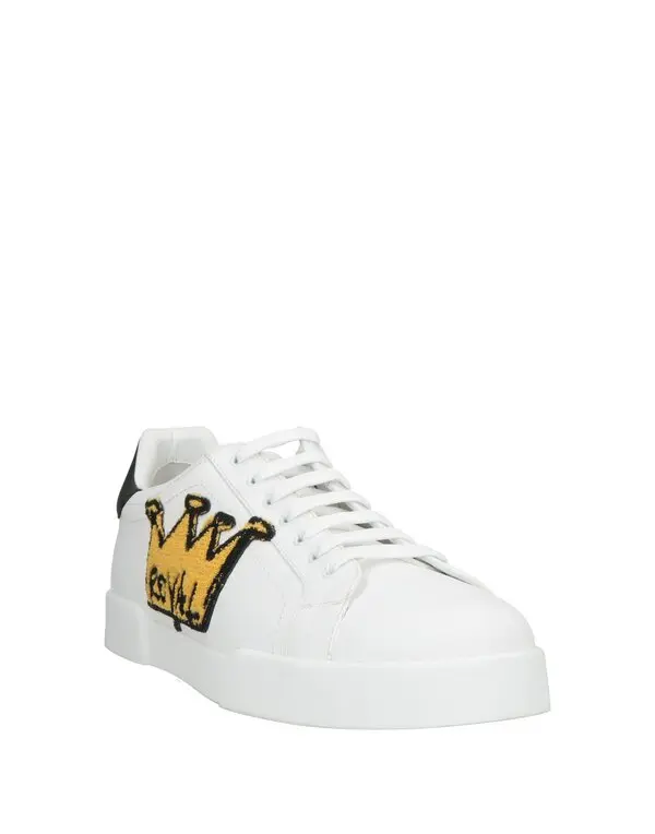 Dolce & Gabbana Calfskin Low-top Sneakers With Embellished Logo