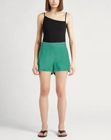 120% Lino Linen High Waisted Shorts - Green