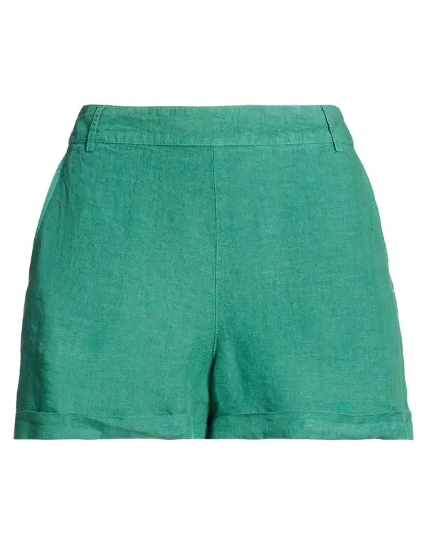 120% Lino Linen High Waisted Shorts - Green