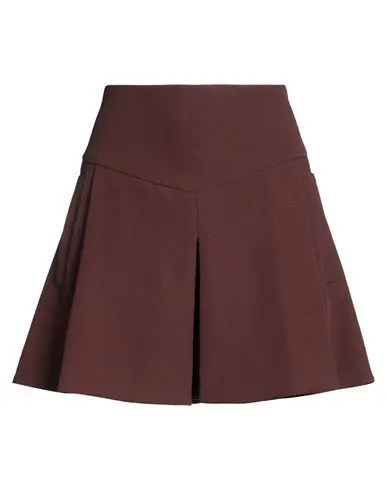 SEMICOUTURE Mini Skirt Chocolate Size Polyester, Elastane