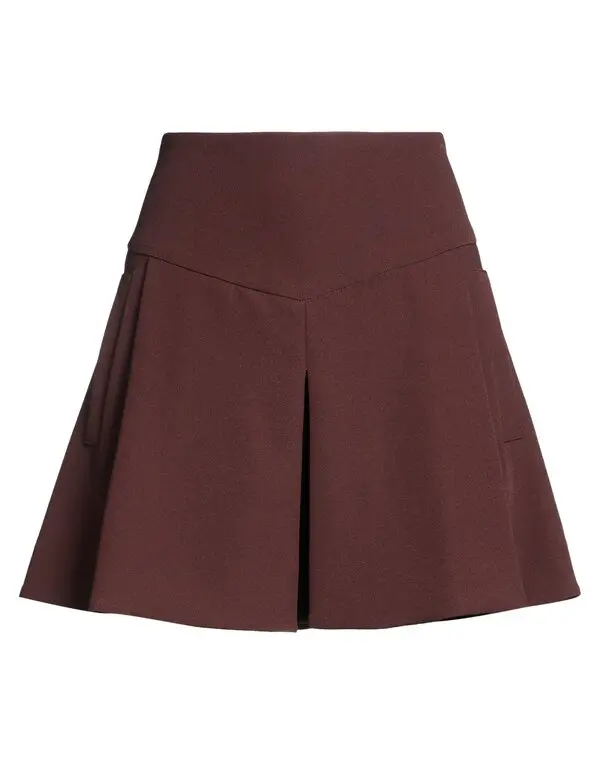 SEMICOUTURE Mini Skirt Chocolate Size Polyester, Elastane
