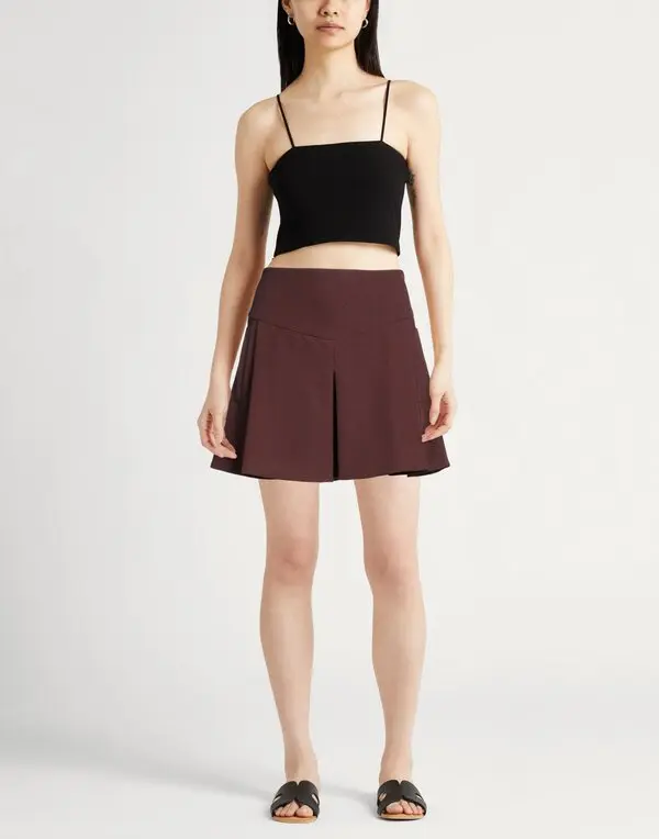 SEMICOUTURE Mini Skirt Chocolate Size Polyester, Elastane