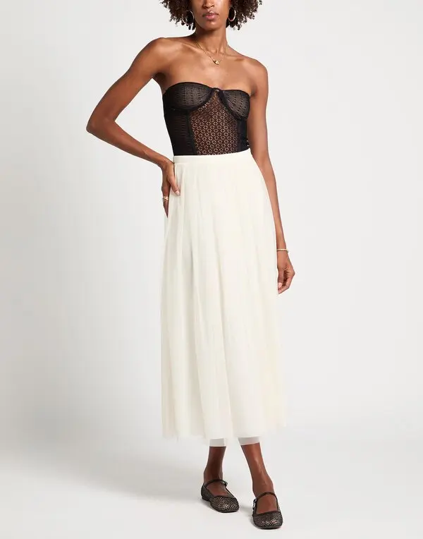 Alpha Studio Pleated Tulle Maxi Skirt - White