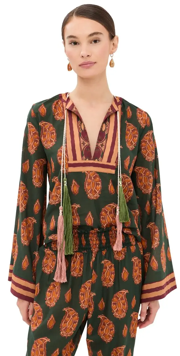 Johanna Ortiz Sun Whisper Top - Green/rose