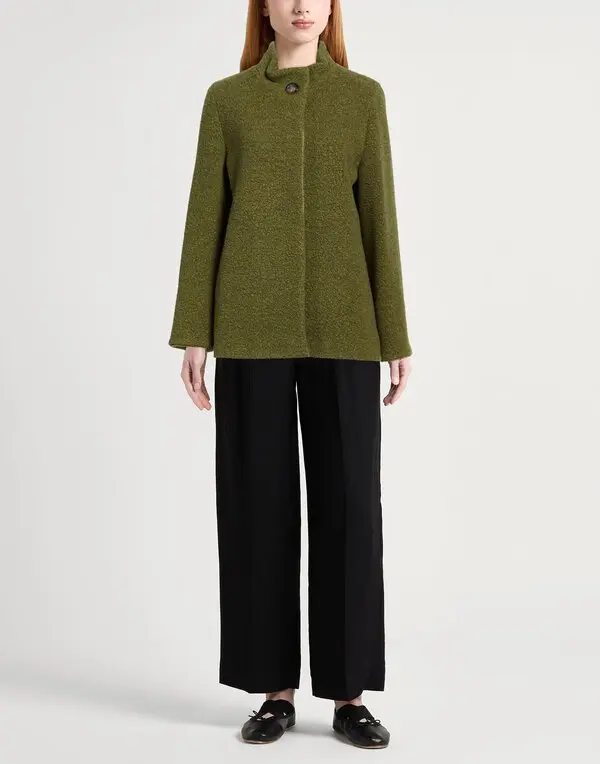 Cinzia Rocca Single-breasted Bouclé Coat - Green