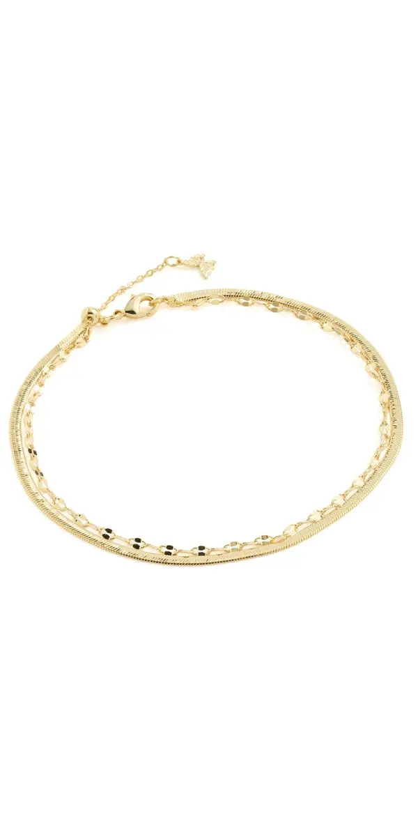 ADINA EDEN Double Strand Multi Chain Anklet - Gold